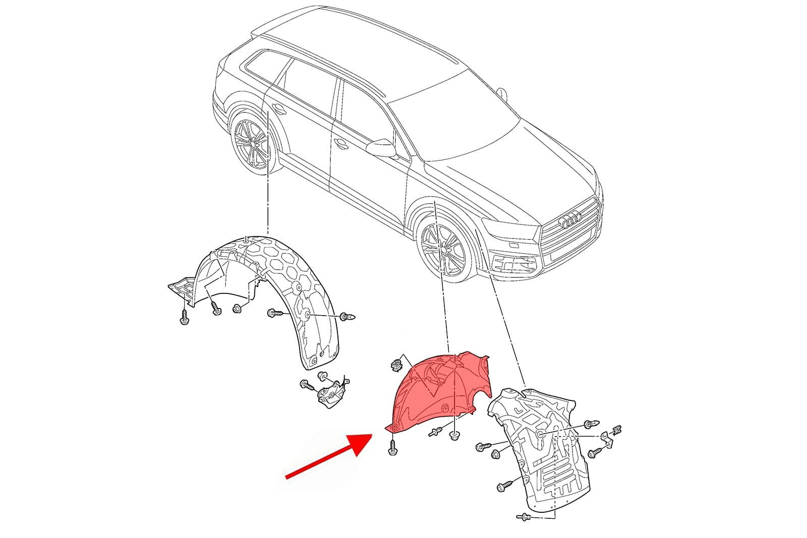 AUDI Q7 4M 2015-2020 PRZED FACELIFTINGIEM MATERIAŁOWE NADKOLE PRZEDNIE ...