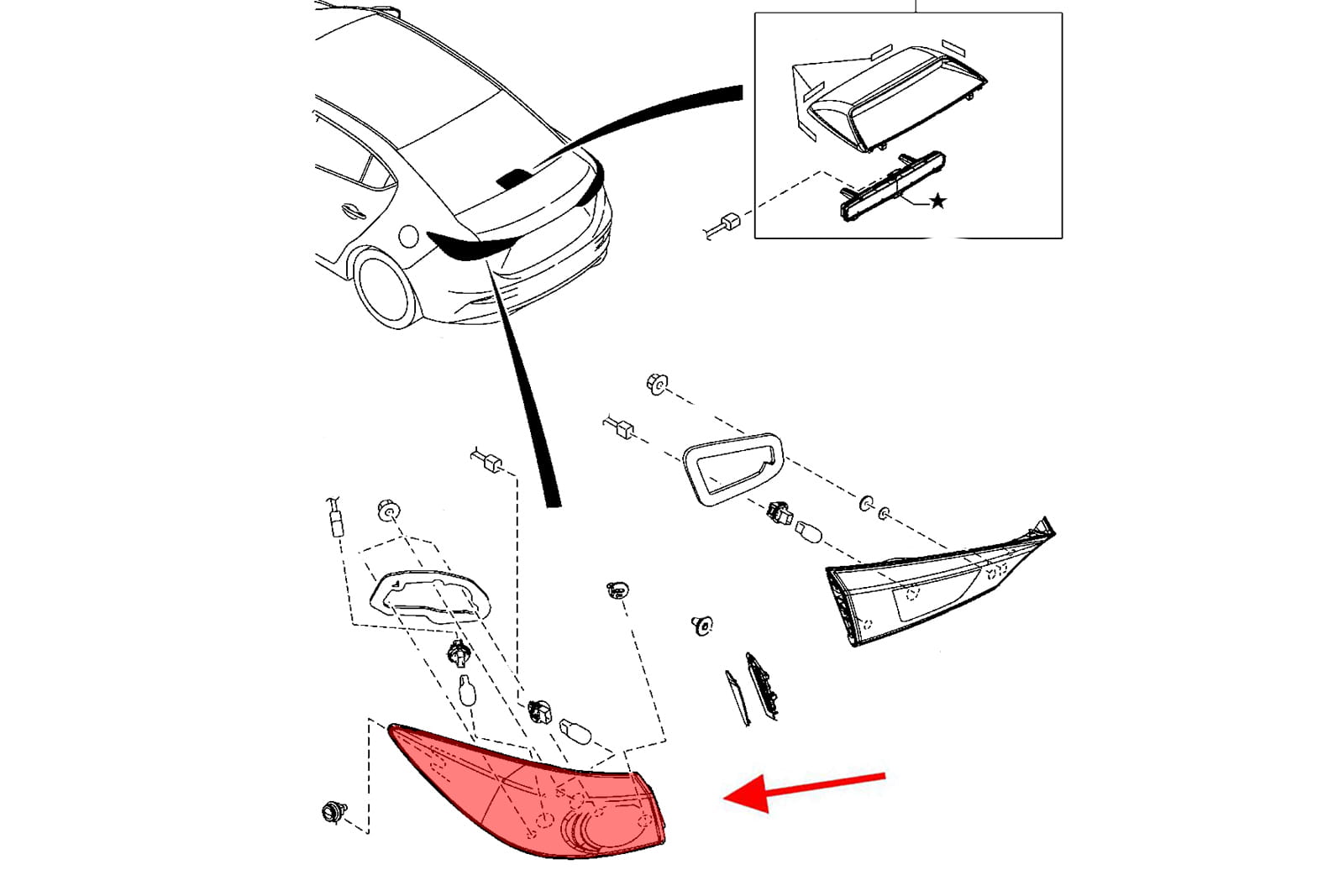 MAZDA 3 III BM 2014-2018 SEDAN LAMPA TYLNA KAROSERYJNA LEWA BKC351150 ...