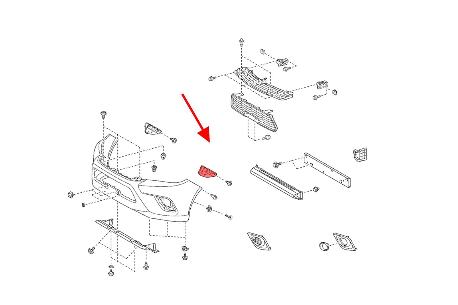 TOYOTA HILUX VIII AN120 2015+ ŚLIZG PRZEDNIEGO ZDERZAKA LEWY 521160K190 ...