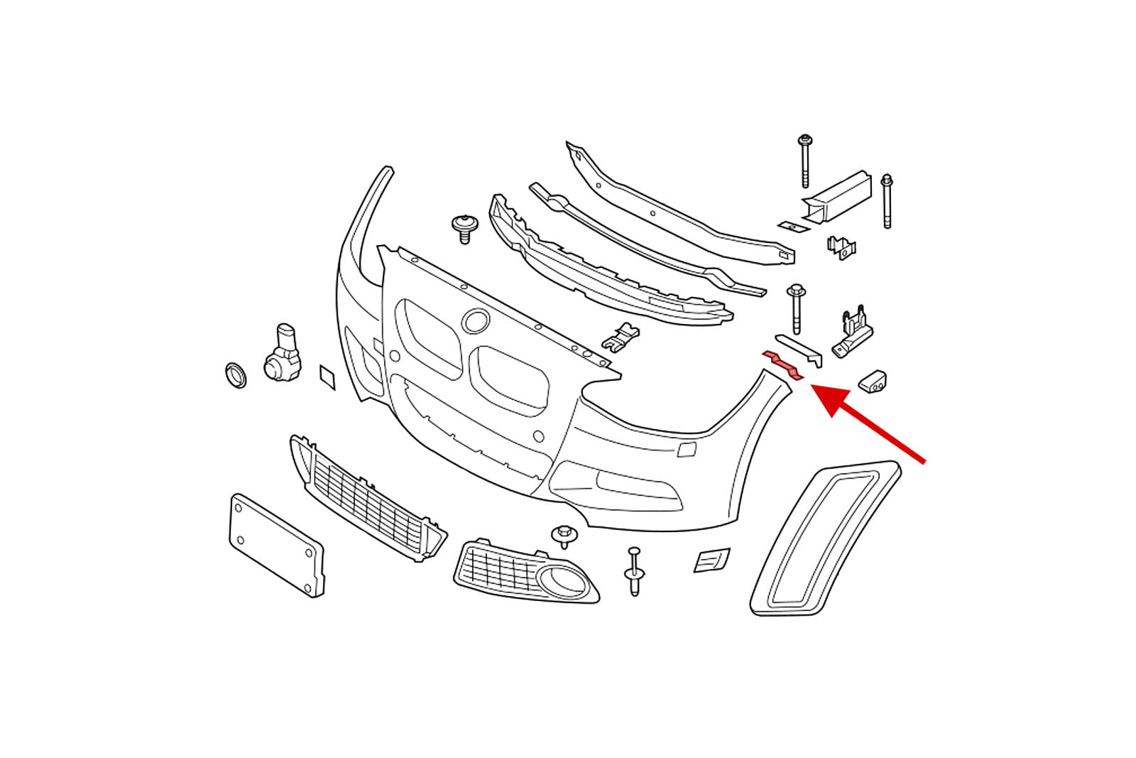 BMW SERIA 1 F21 2011-2019 ŚLIZG PRZEDNIEGO ZDERZAKA LEWY 51117272555 ...