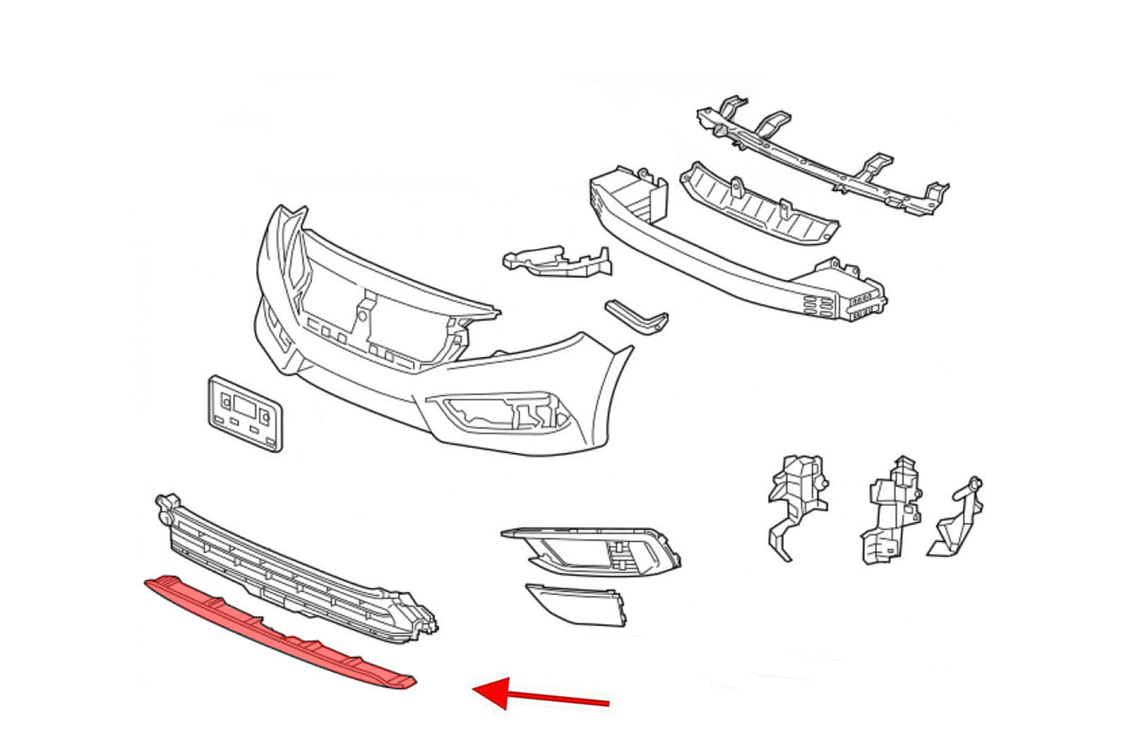 HONDA CIVIC X 2019-2021 PO FACELIFTINGU SPOILER PRZEDNIEGO ZDERZAKA ...