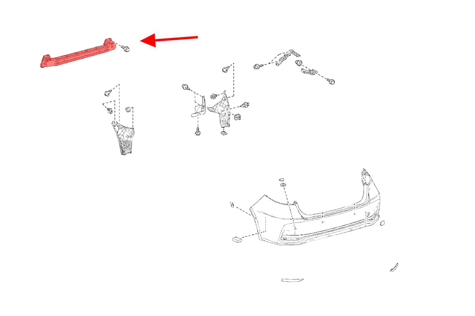 TOYOTA COROLLA XII E21 SEDAN 2019+ BELKA WZMOCNIENIE TYLNEGO ZDERZAKA ...